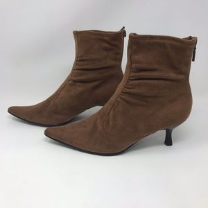 Casual Corner | Shoes | Casual Corner Brown Suede Booties Kitten Heel ...